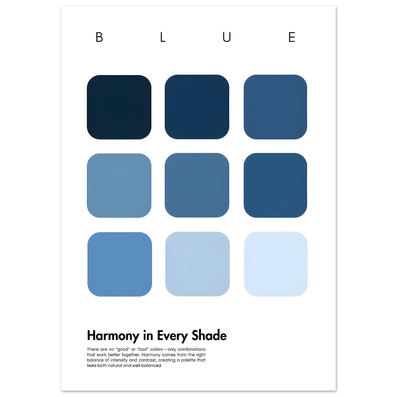 Blue Color Palette Poster – Calm & Serene Minimalist Art - Art Pixels ...